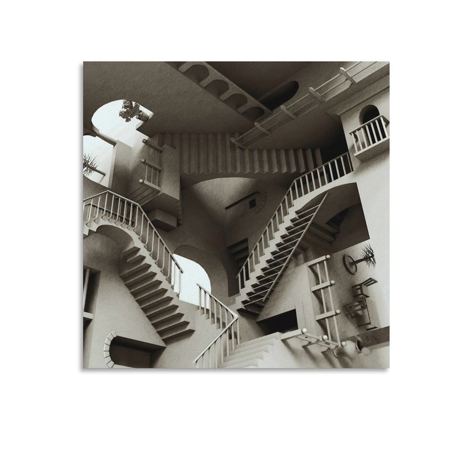 M.C. Escher Space Architecture Wall Art Poster Painting On Canvas Wall ...