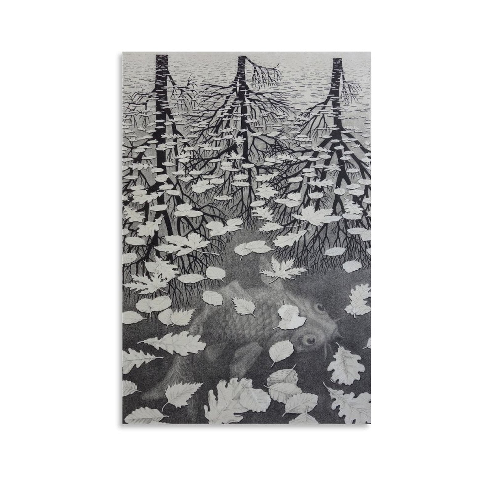 M.C. Escher Three Worlds Wall Art Poster Gifts Canvas Painting Poster ...