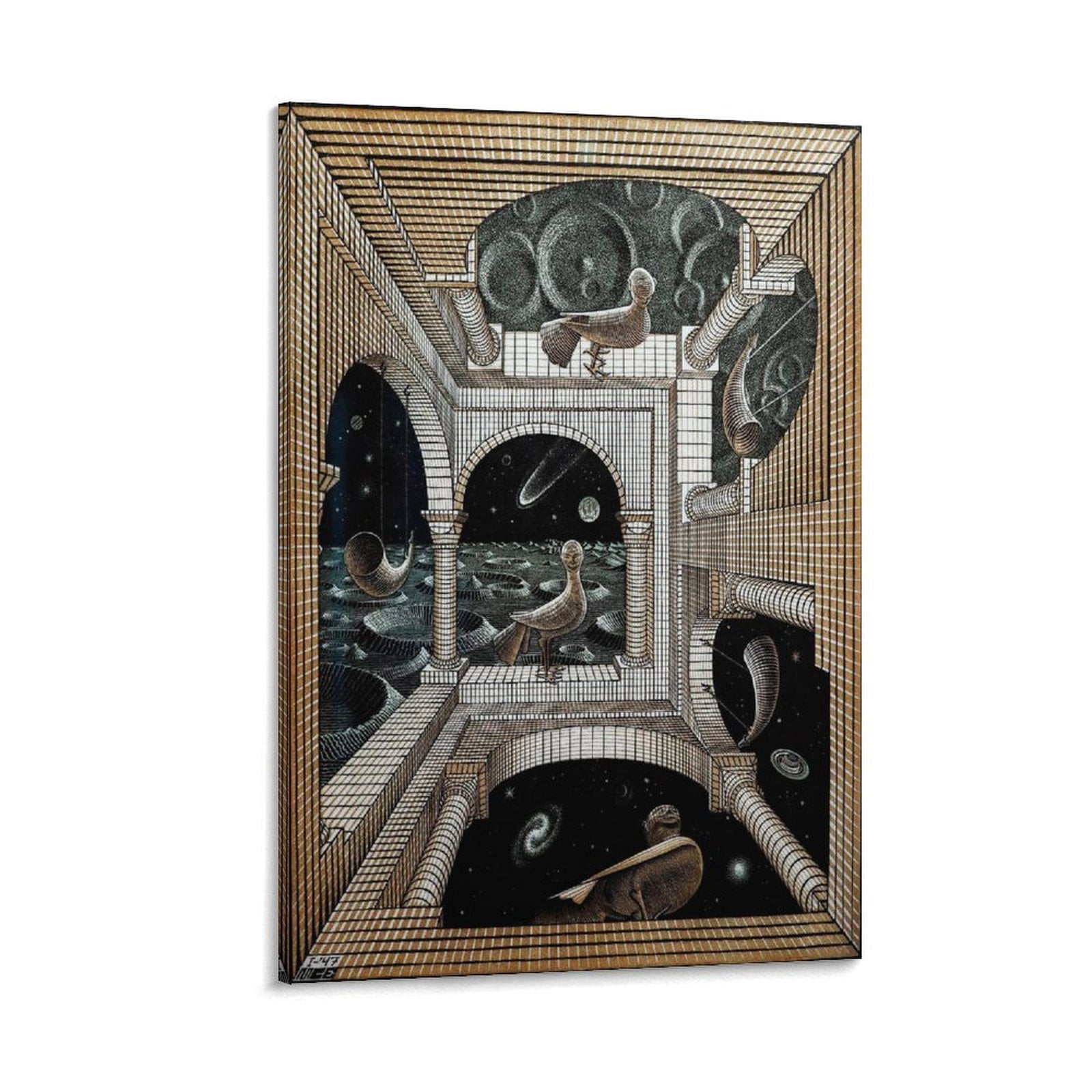 M.C. Escher Other World Wall Art Poster Painting On Canvas Wall Art ...