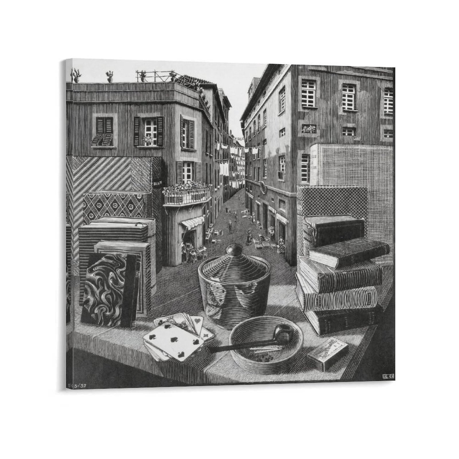 M.C. Escher still Life And Street Wall Art Poster (2) Canvas Poster ...