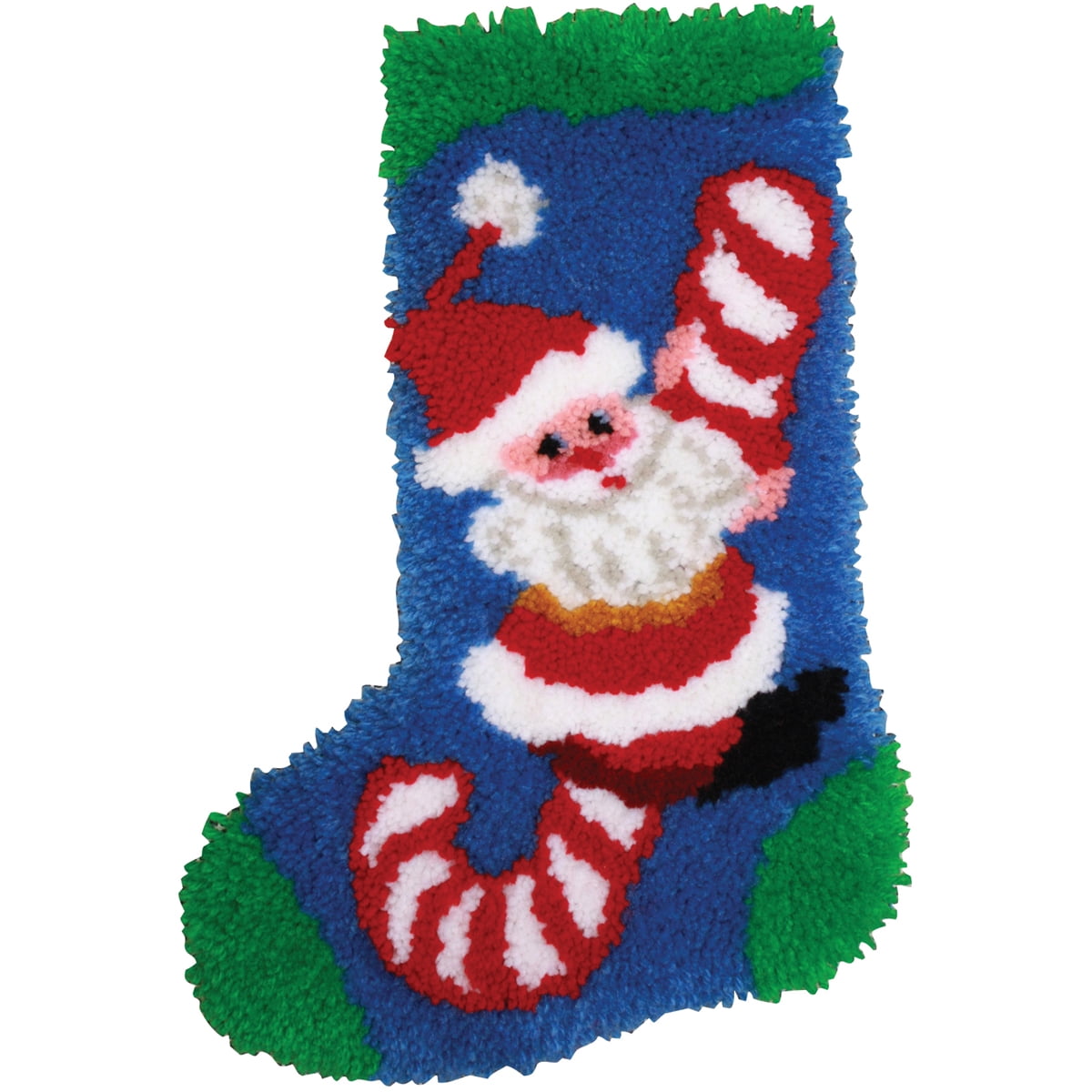 M C G Textiles 37687 Latch Hook Kit 12"X17" - Candy Cane Santa Stocking - Walmart.com