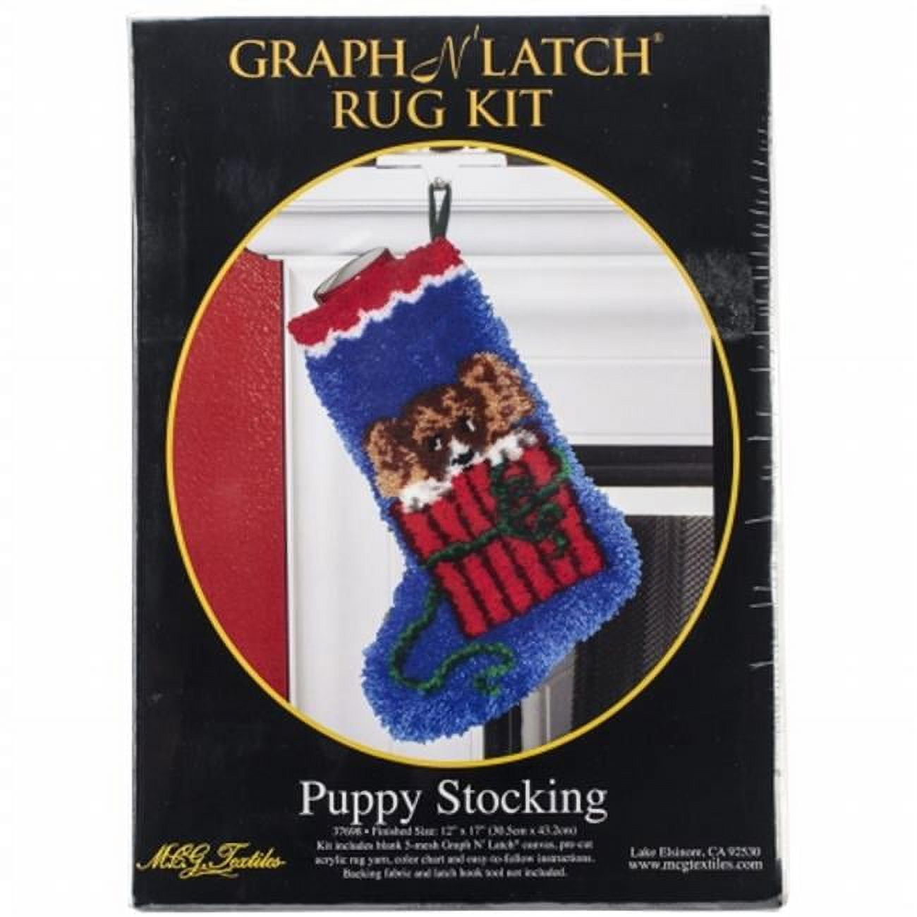 M C G Textiles 37698 Latch Hook Kit 12''X17''-Puppy Stocking - Walmart.com