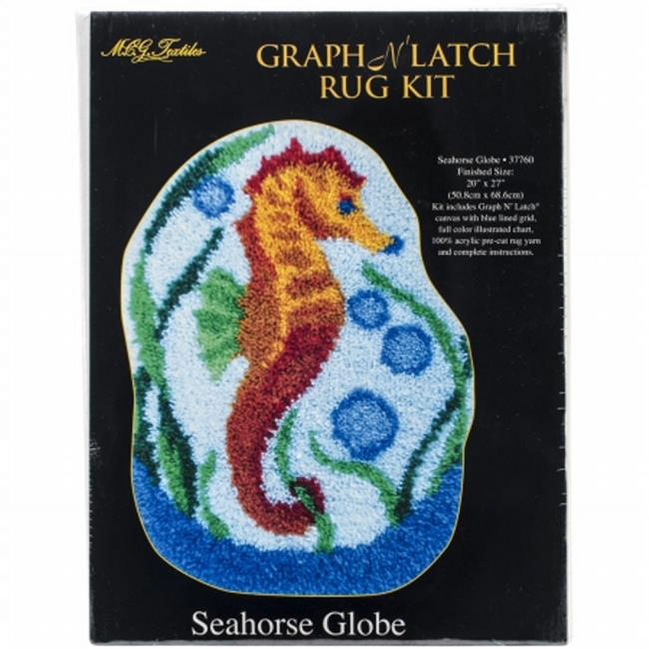 M C G Textiles 37760 Latch Hook Kit 20''X27'' Shaped-Seahorse Globe - Walmart.com