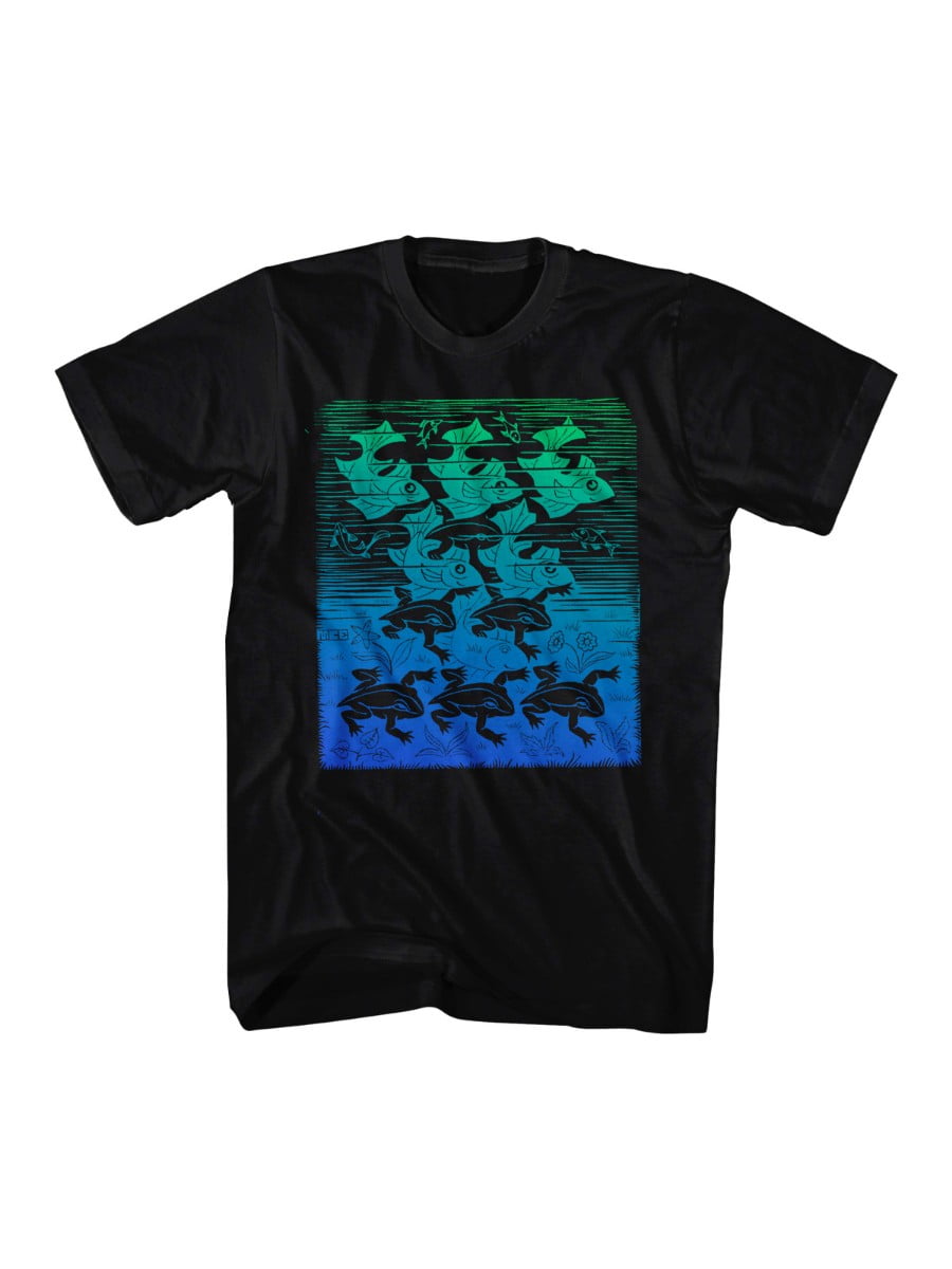 M.C. MC Escher Fish and Frogs Art Deco artist wood print Adult T-Shirt ...