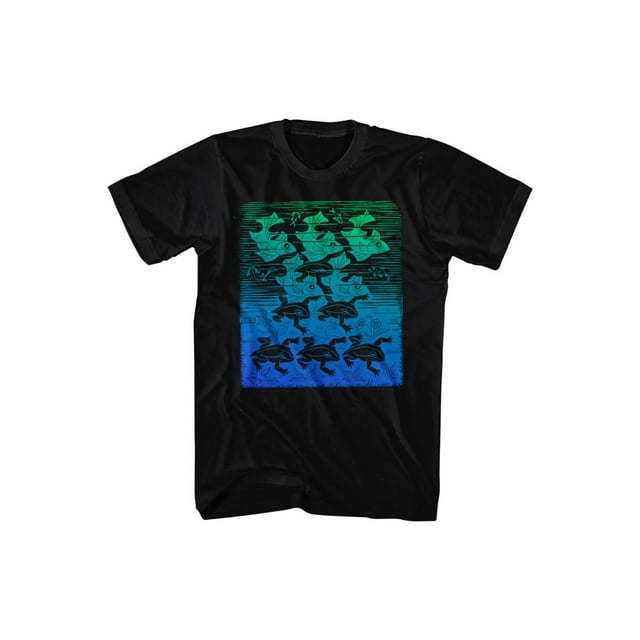 M.C. MC Escher Fish and Frogs Art Deco artist wood print Adult T-Shirt ...