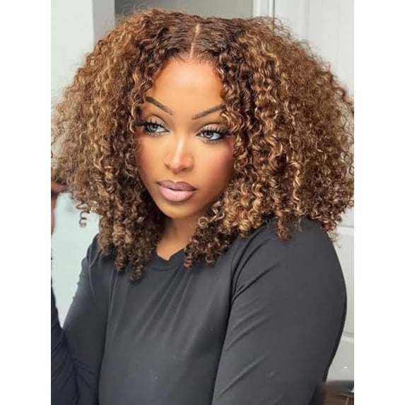 M-Cap Kinky Curly Wear Go Glueless Wigs Human Hair Pre Plucked Pre Cut ...
