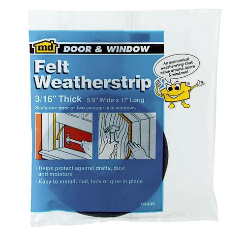 M-D Poly Felt Weatherstrip 1-1/4"X17', Each - Walmart.com