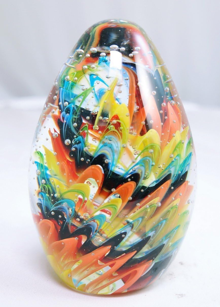 M Design Arted Hand Glass Twirled Rainbow Stripes Ball Paperweight 01 ...