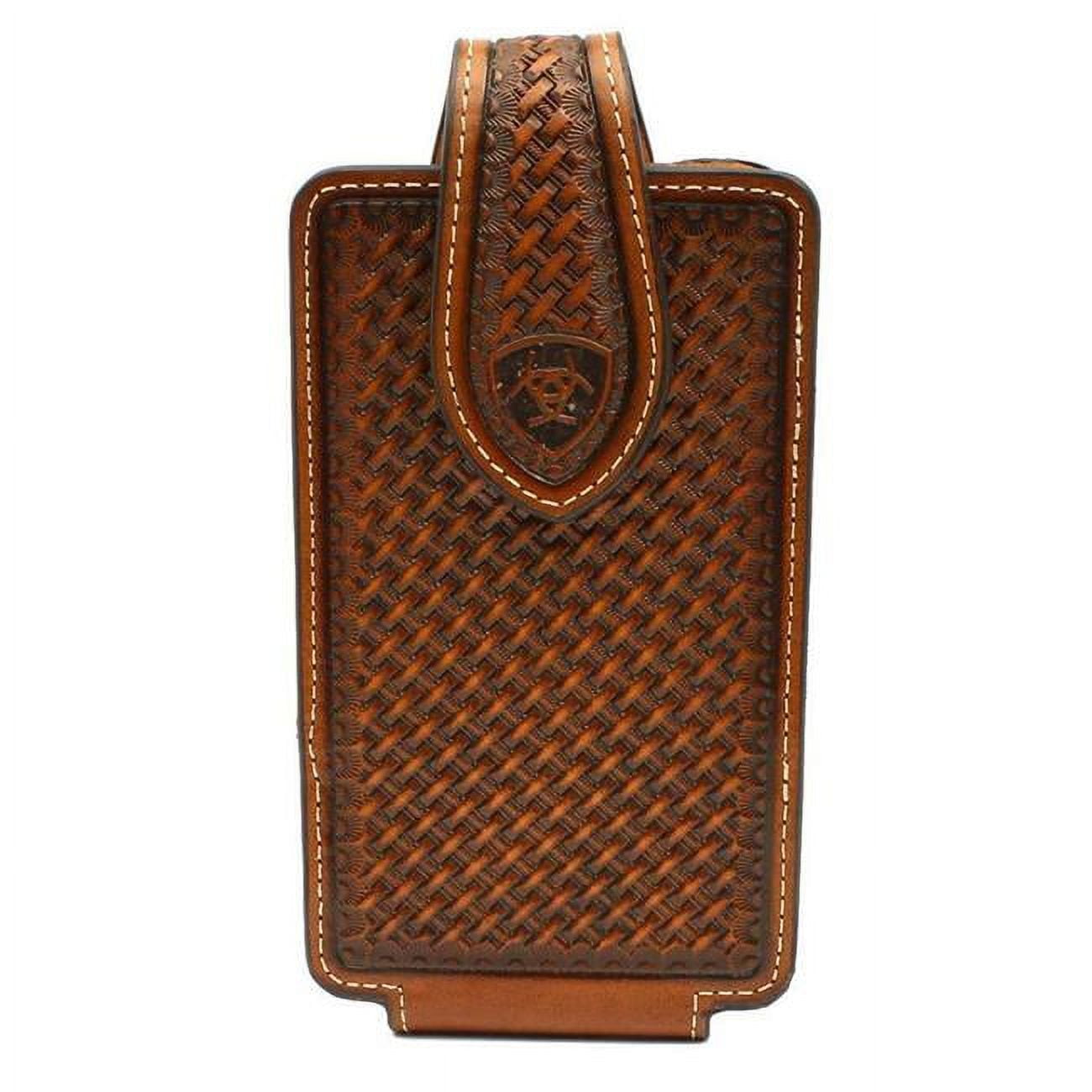 M&F Western A0601702 Leather Basketweave Small Cell Phone Case, Brown ...