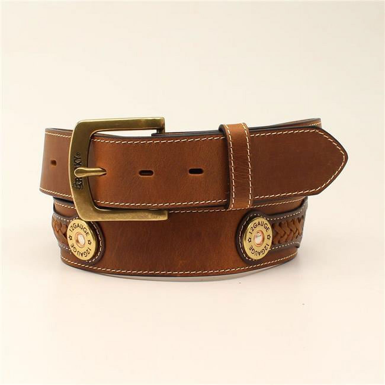 Rocky Men's Realtree Camo 12 Gauge Concho Brown Leather Belt DRB202 ...