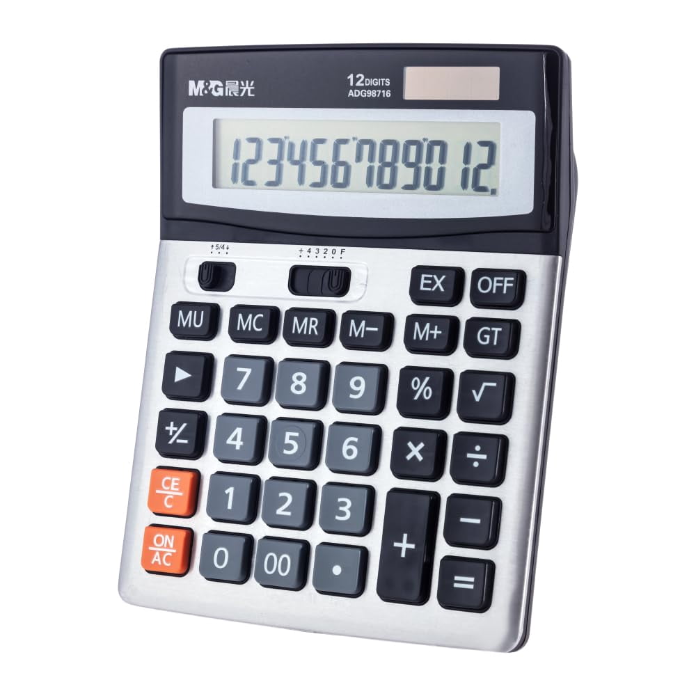 M&G Desk Calculator 12 Digit Extra Large LCD Display Calculator, Dual ...