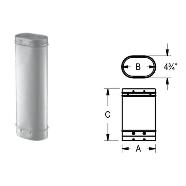M & G Duravent 6DLR-48O DuraLiner 6 Inch x 48 Inch Oval Rigid Liner ...