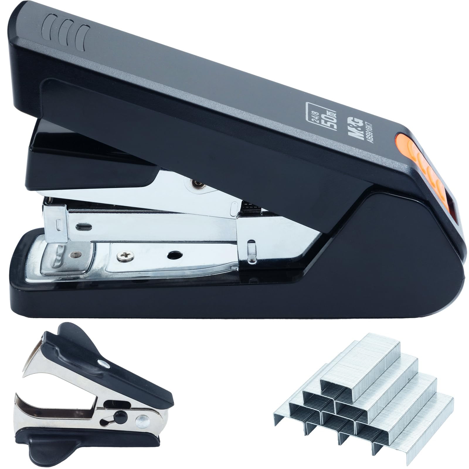 M&G Effortless Desktop Stapler 50 Sheet Capacity, One Finger Stapling ...