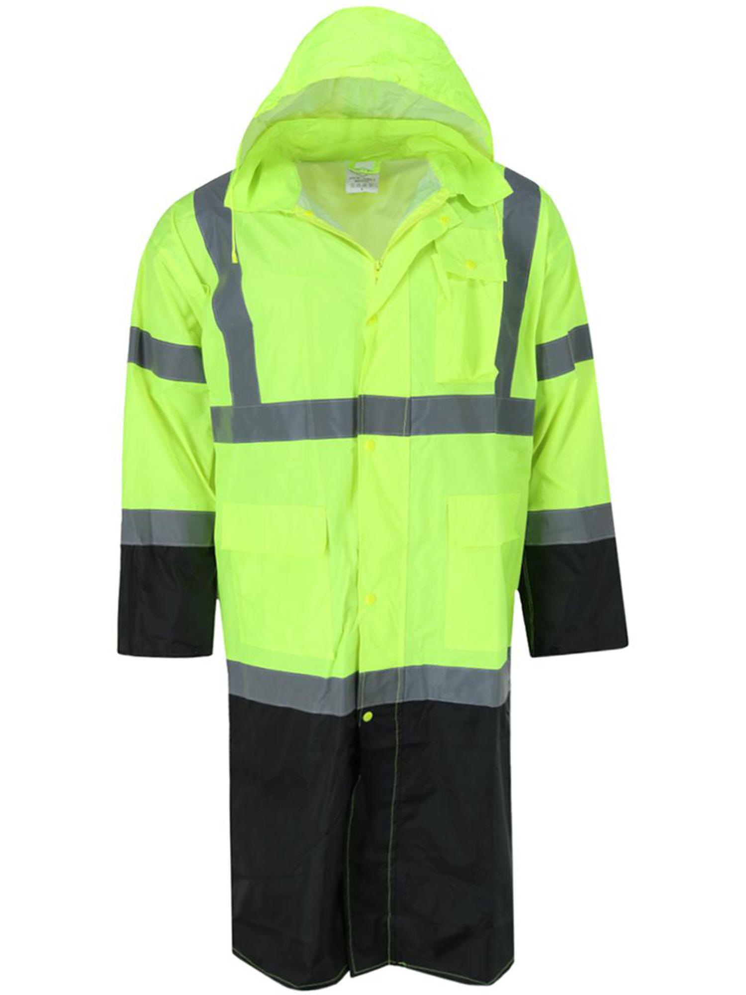 M.G.I. Adult High Visibility Long Raincoat with Foldable Hood - Walmart.com
