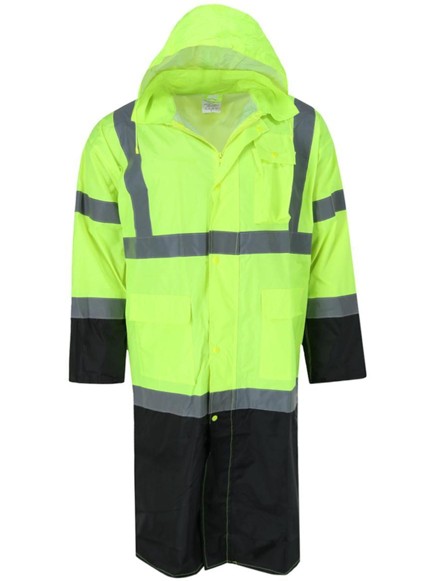 M.G.I. Adult High Visibility Long Raincoat with Foldable Hood - Walmart.com