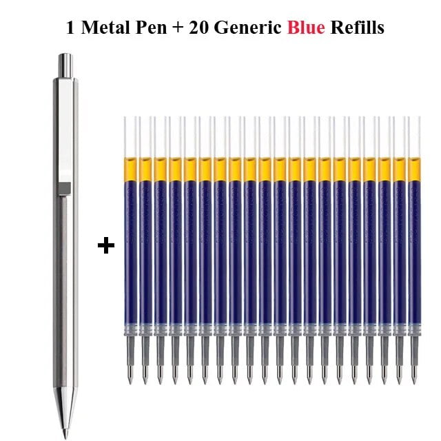 M&G Stainless Steel Metal Retractable Gel Pens, 0.5mm Fine Point Black ...
