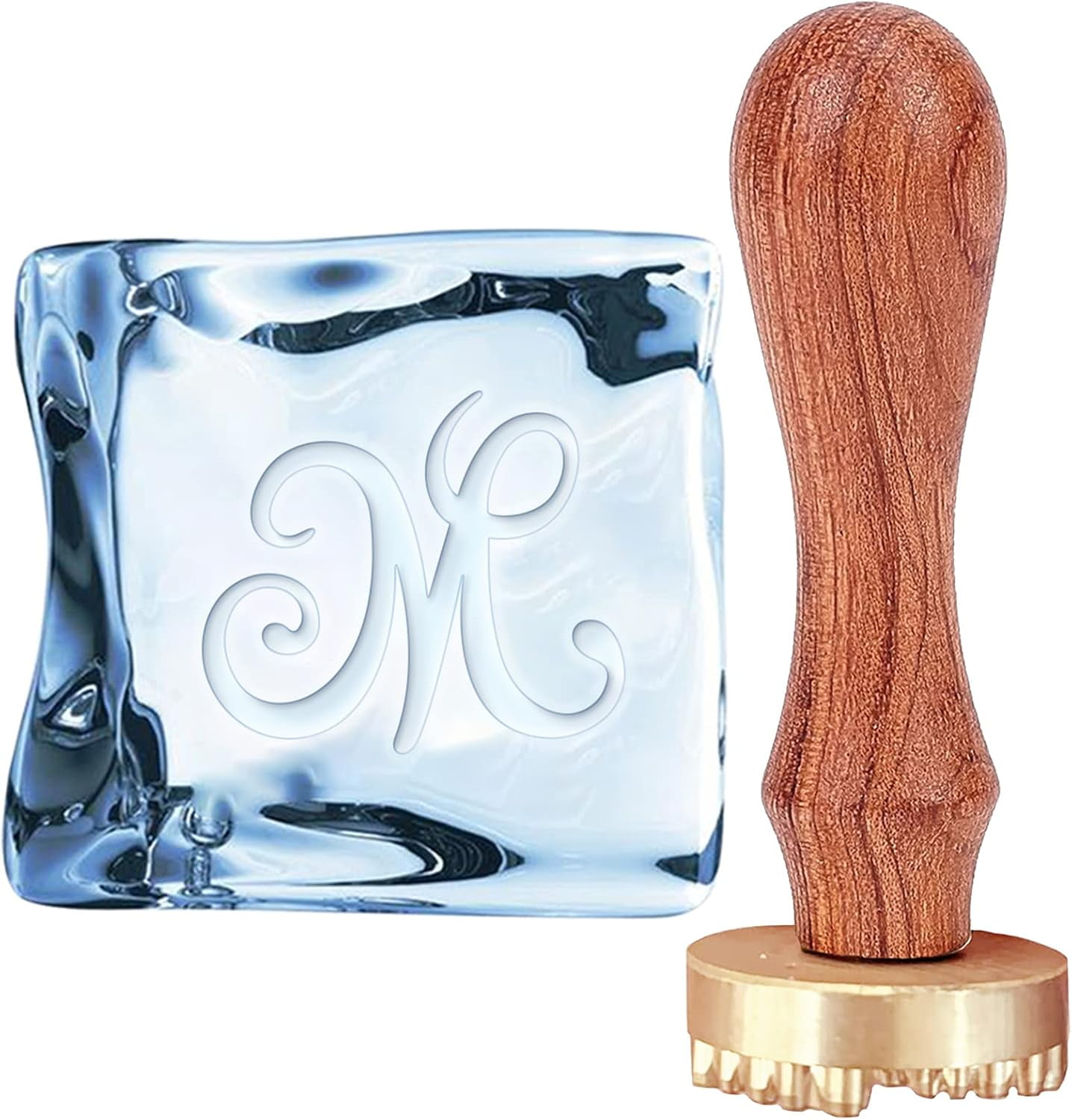 1Pc Brass Stamp Head with 1Pc Wood Handle For Wax Seal Stamp Letter Pattern Letter.M Stamp ...