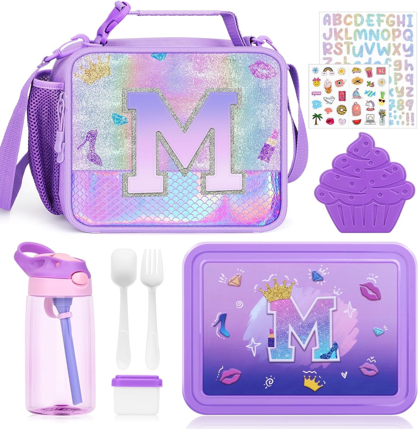 JYPS All-in-One 6-Compartment Bento Box Set with Insulated Lunch Bag ...