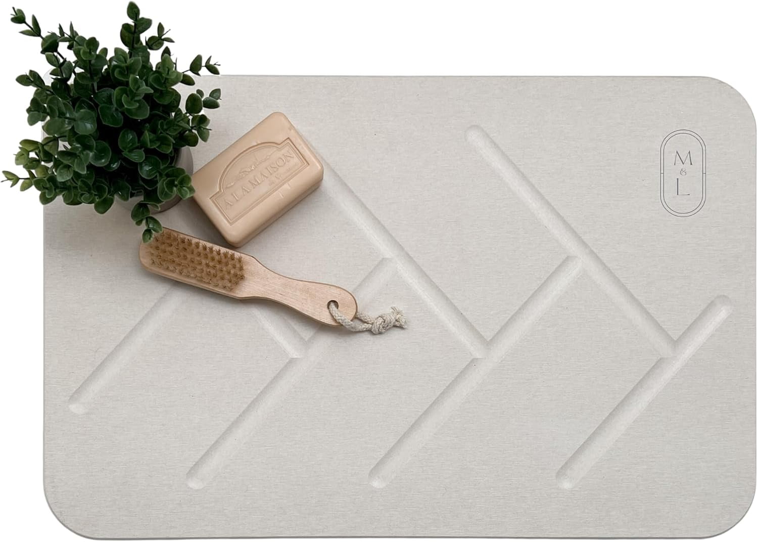 M&L Stone Bath Mat Large - Double Sided, Non-Slip Fast Stone Dish ...