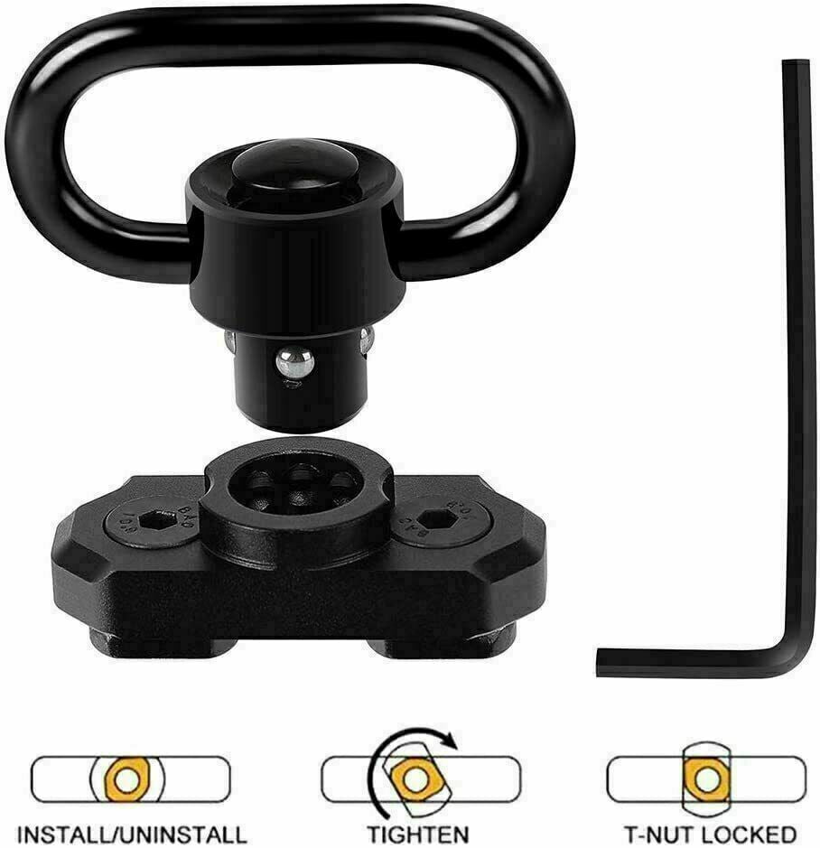 M-LOK Heavy Duty QD Sling Mount Swivel With Quick Detach Push Interface ...