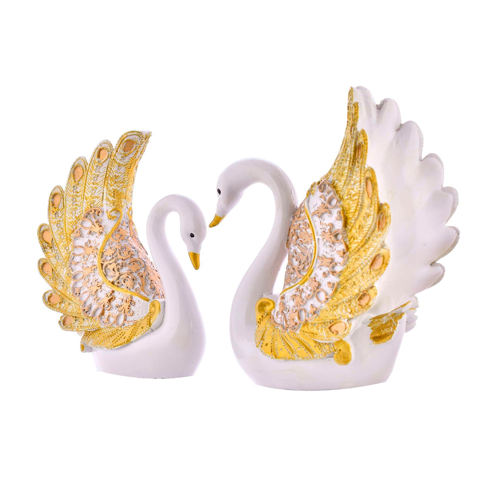 M&M Dreams Enterprise Swan Pair Feather Design Sculpture for Home Decor ...