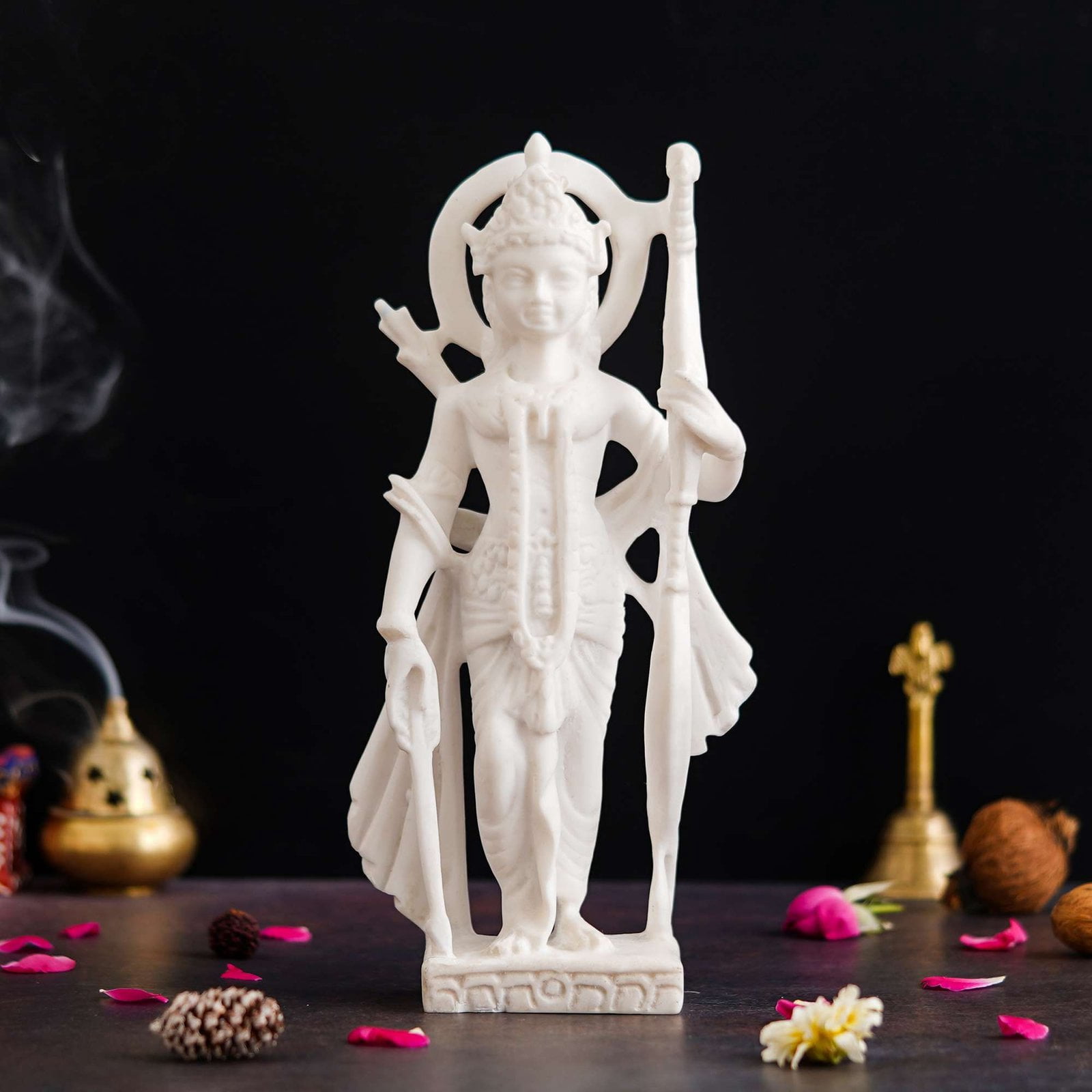 M&M Dreams Enterprise White Marble Standing Ram Ji murti for Pooja Room ...