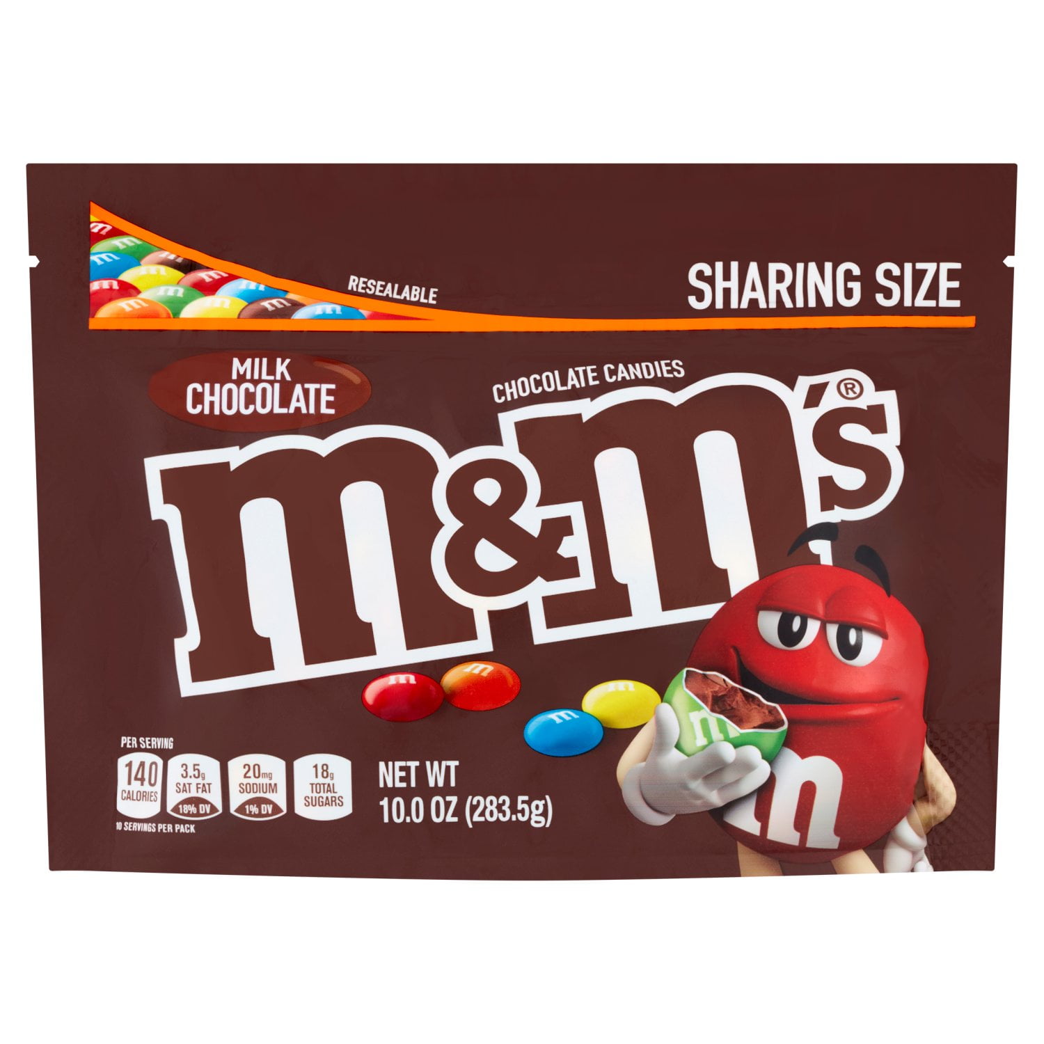 M & M MILK CHOCOLATE STAND UP POUCH 10OZ- - Walmart.com
