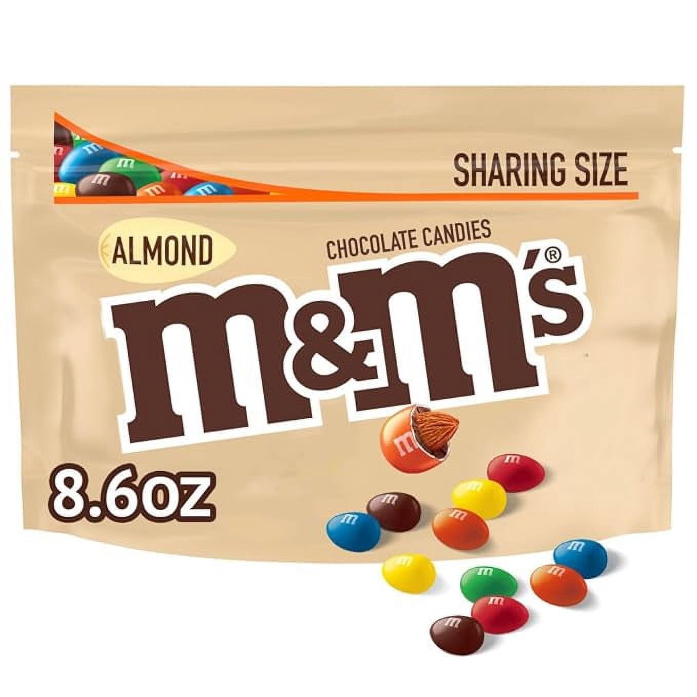 M&M'S Almond Milk Chocolate Candy, Sharing Size, 8.6 Resealable Bag ...