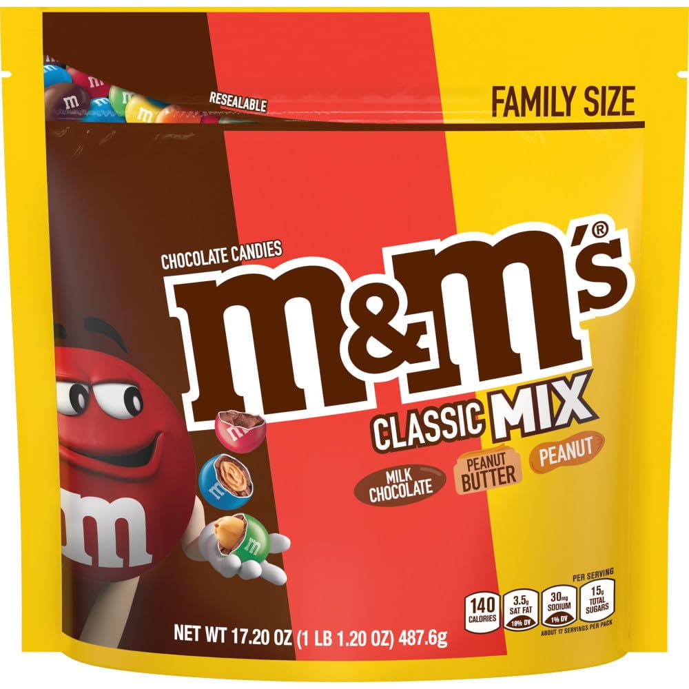 M&M,S Classic Mix Family Size Stand Up Pouch 17.2 Ounces 8 Per Case ...