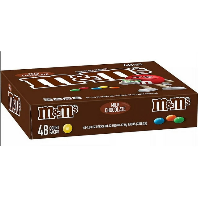 M&M'S Fun Packs, Colored Milk Chocolate Candy, Bulk Full Size, 48 ct./1.69 oz. - Walmart.com