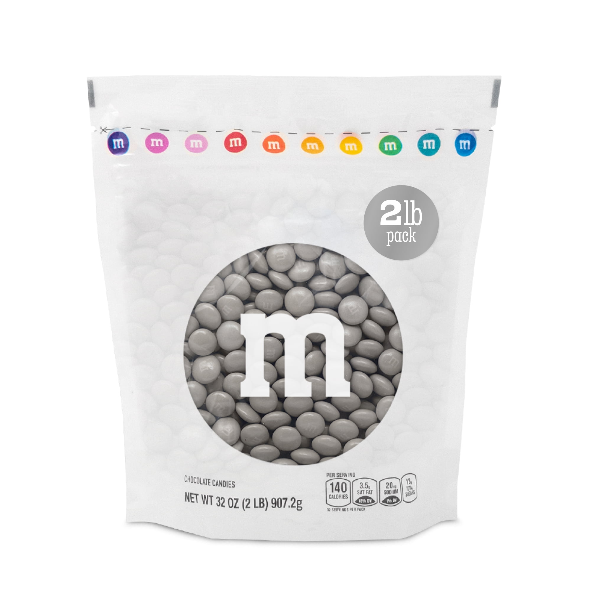 M&M'S World Silver Milk Chocolate Candy 2lb Bag for Celebrations and ...