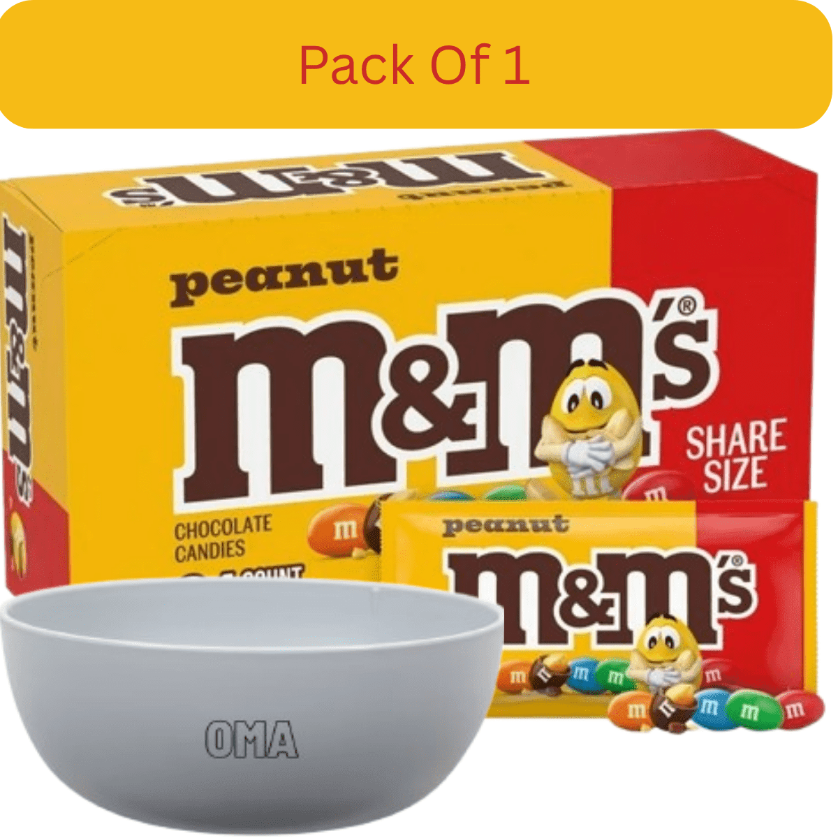 M&M’S Peanut Milk Chocolate Candy, Share Size Treats, 3.27 oz., 24 pk ...