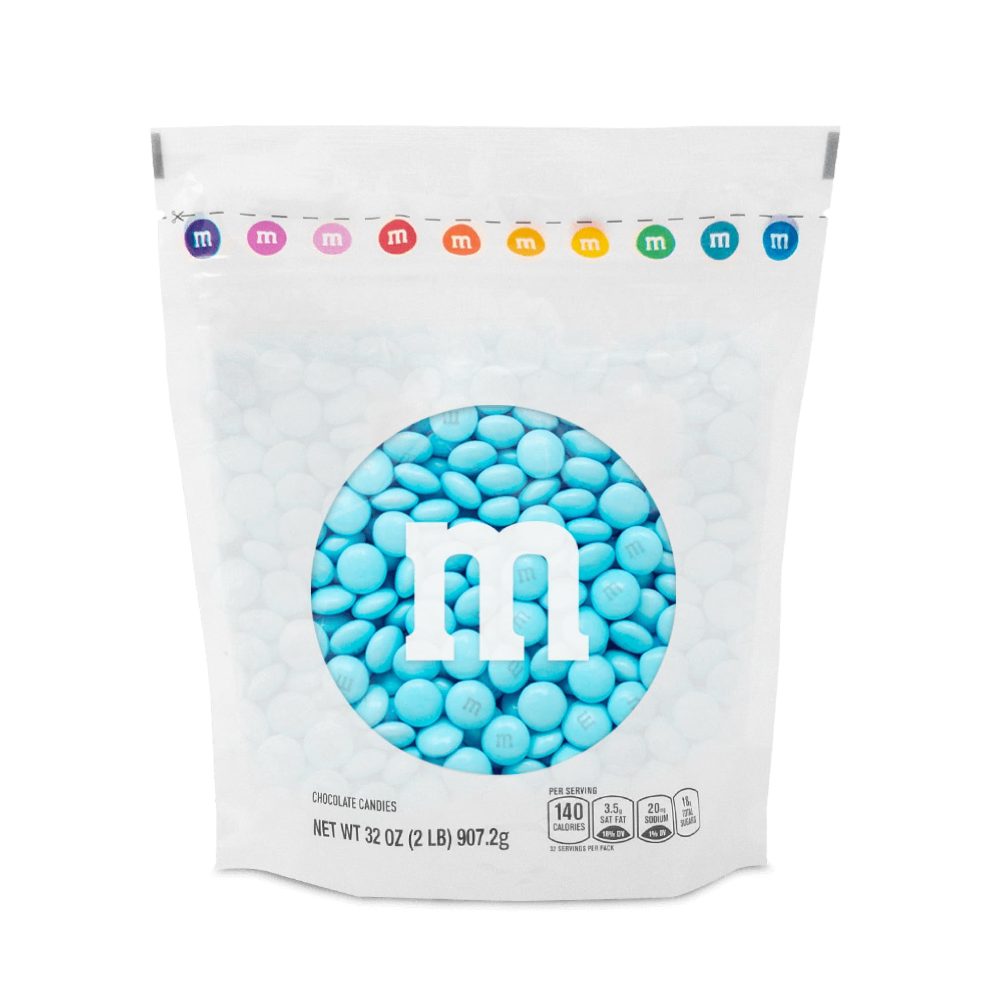 M&M’S WORLD Light Blue YYF14 Milk Chocolate Candy, 2 lbs Resealable ...