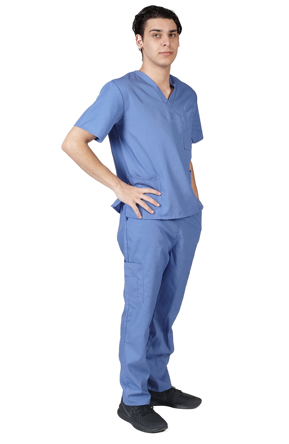 M&M Scrubs Men Scrub Set, Medical Uniforms, Ceil Blue, X-Large, Cotton ...