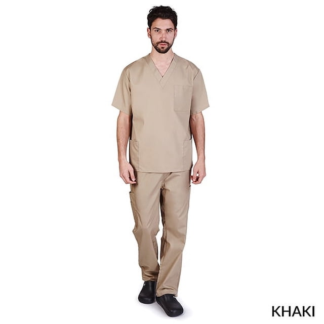 M&M SCRUBS Solid Men Scrub Set, Men Medical Uniforms 201- (KHAKI ...