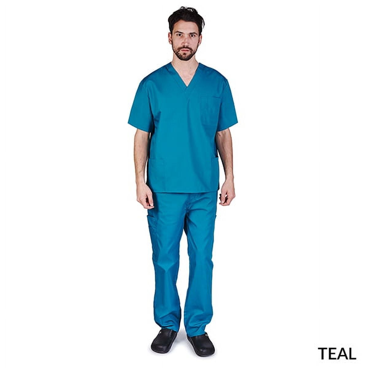 M&M Scrubs Men's Solid V-Neck Surgical Hospital Scrub Set, Medical ...