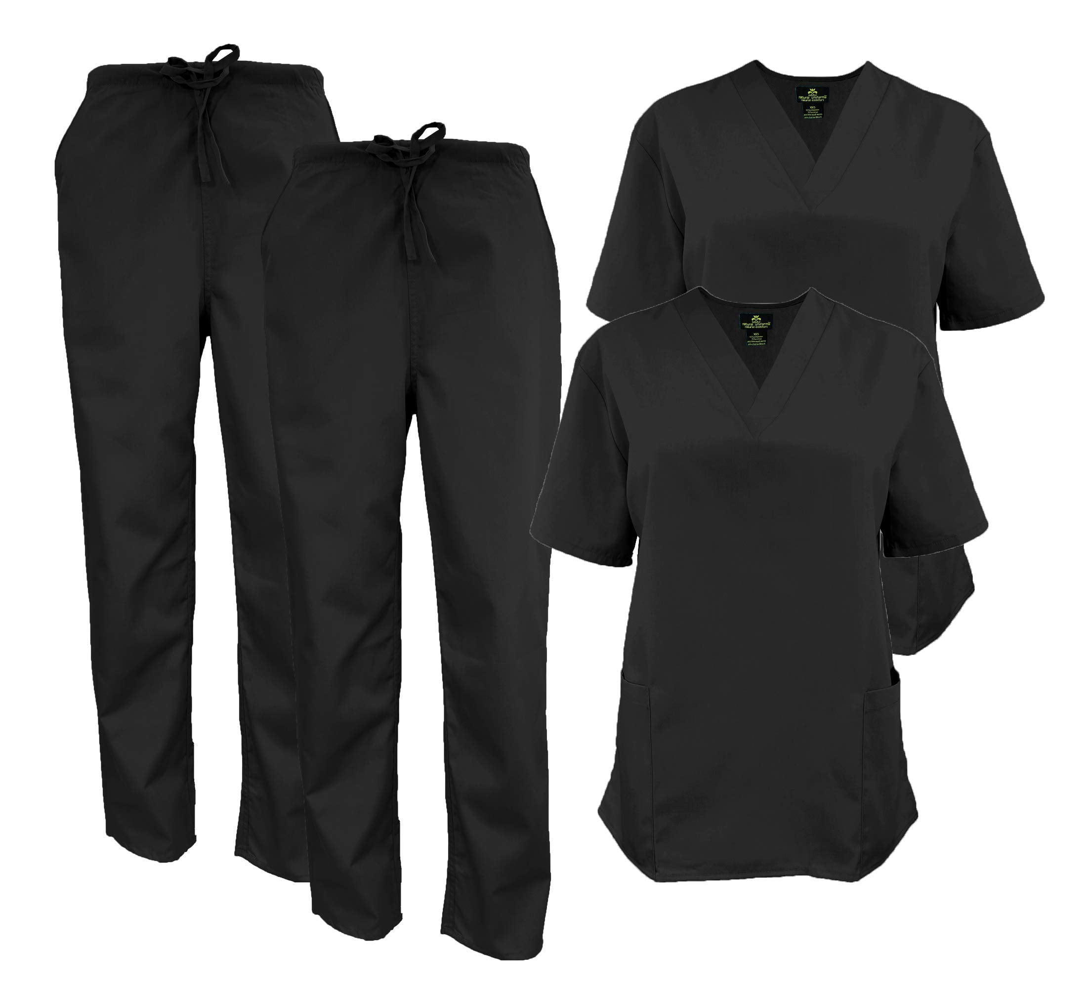 M&M SCRUBS Women Scrub Set V-Neck Medical Scrub Tops and Drawstring ...