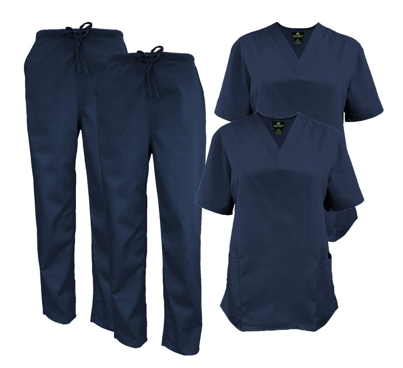 M&M SCRUBS Women Scrub Set V-Neck Medical Scrub Tops and Drawstring ...