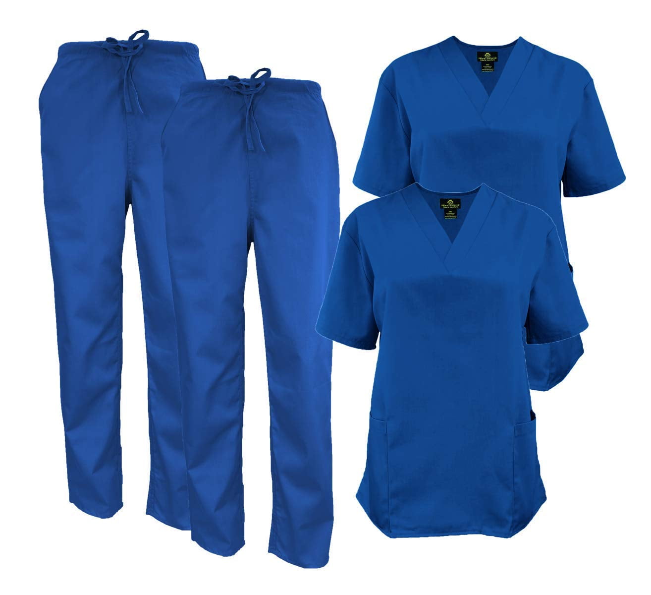 M&M SCRUBS Women Scrub Set V-Neck Medical Scrub Tops and Drawstring ...