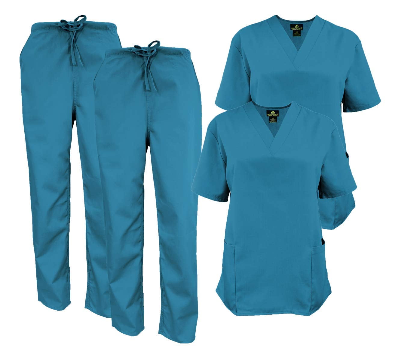 M&M SCRUBS Women's 5X-Large Nurse Scrub Set - V-Neck Top and Drawstring ...