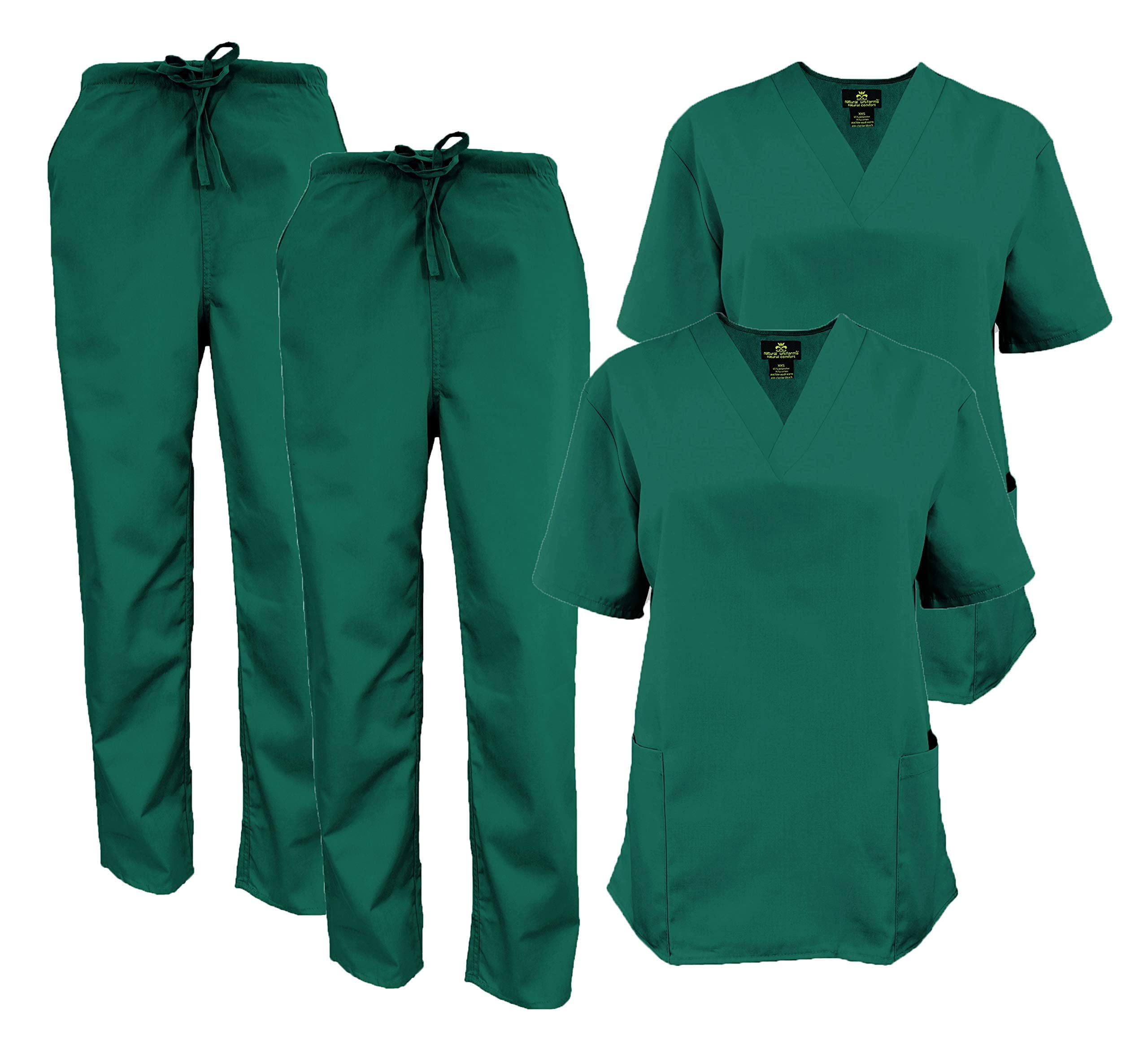 M&M SCRUBS Women Scrub Set V-Neck Medical Scrub Tops and Drawstring ...