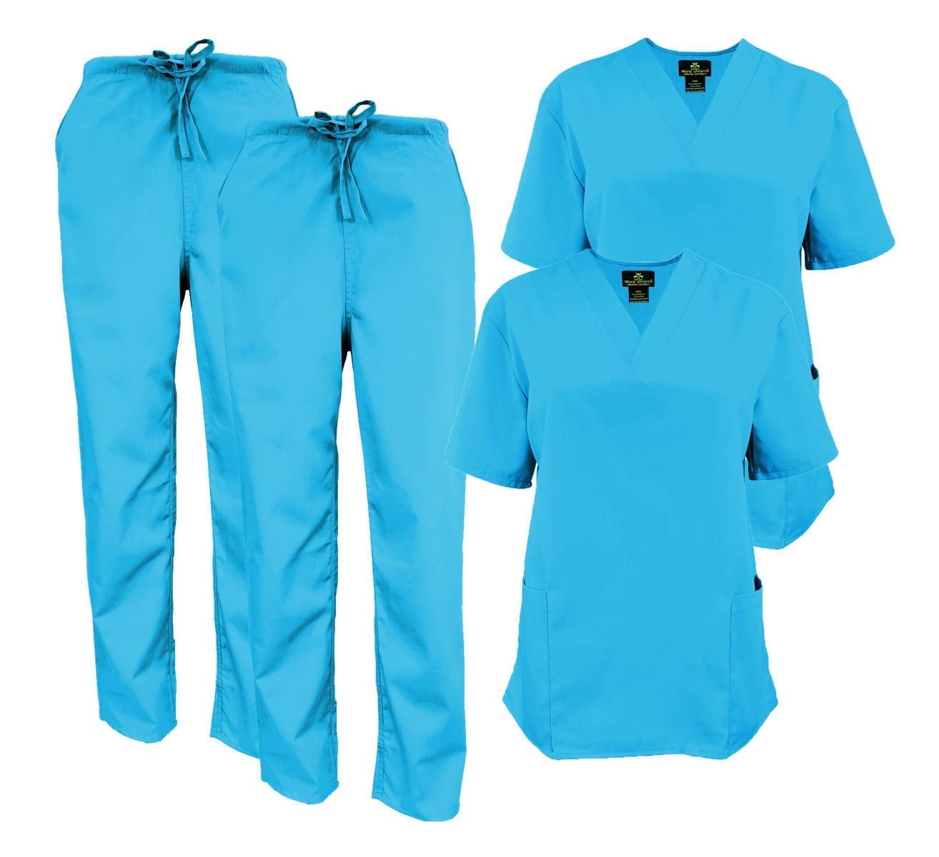 M&M SCRUBS Women Scrub Set V-Neck Medical Scrub Tops and Drawstring ...