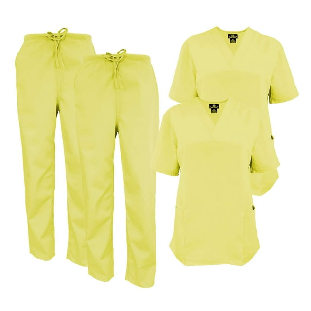 M&M SCRUBS Women Scrub Set V-Neck Medical Scrub Tops and Drawstring ...
