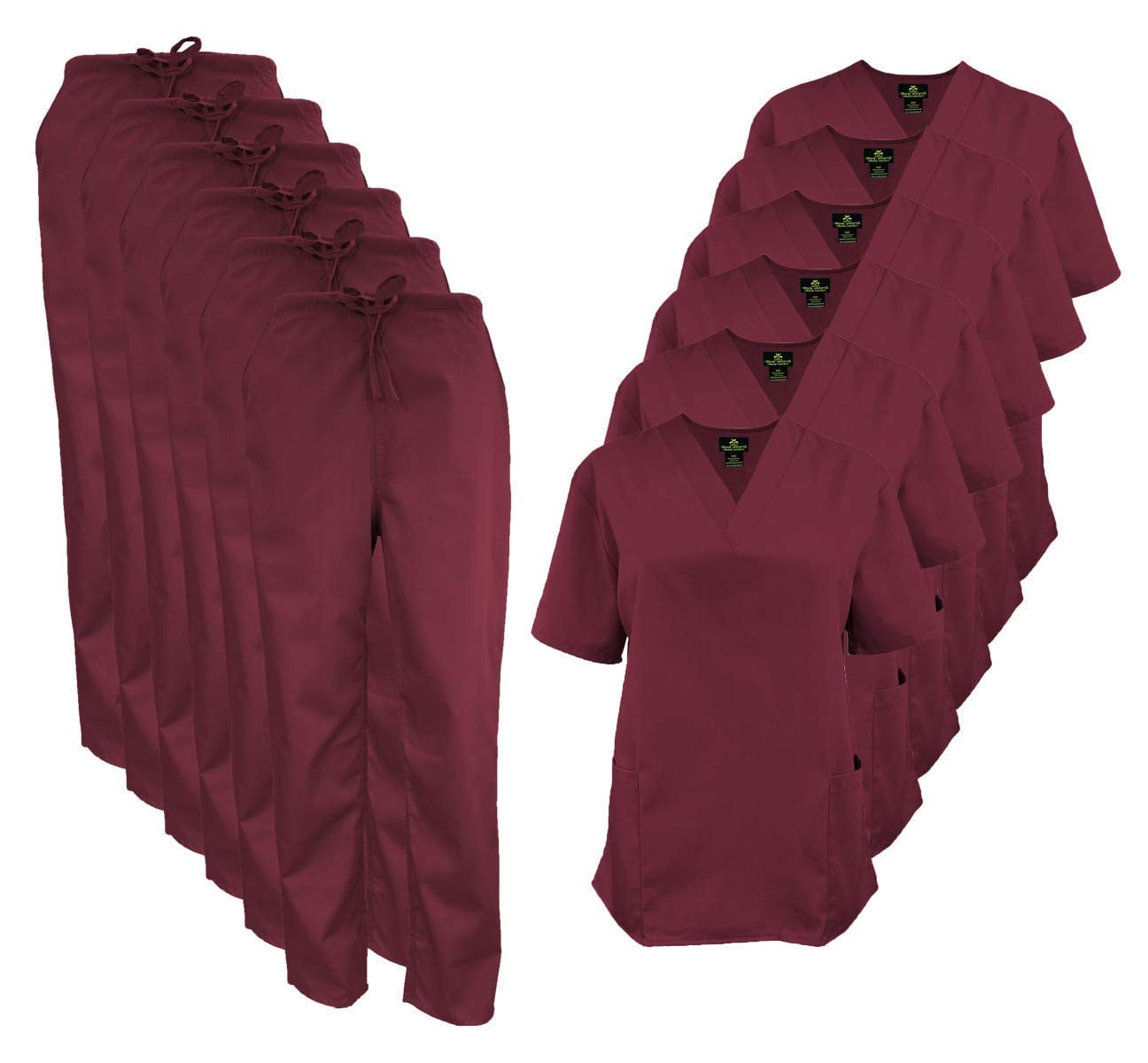 M&M SCRUBS Women Scrub Set V-Neck Medical Scrub Tops and Drawstring ...