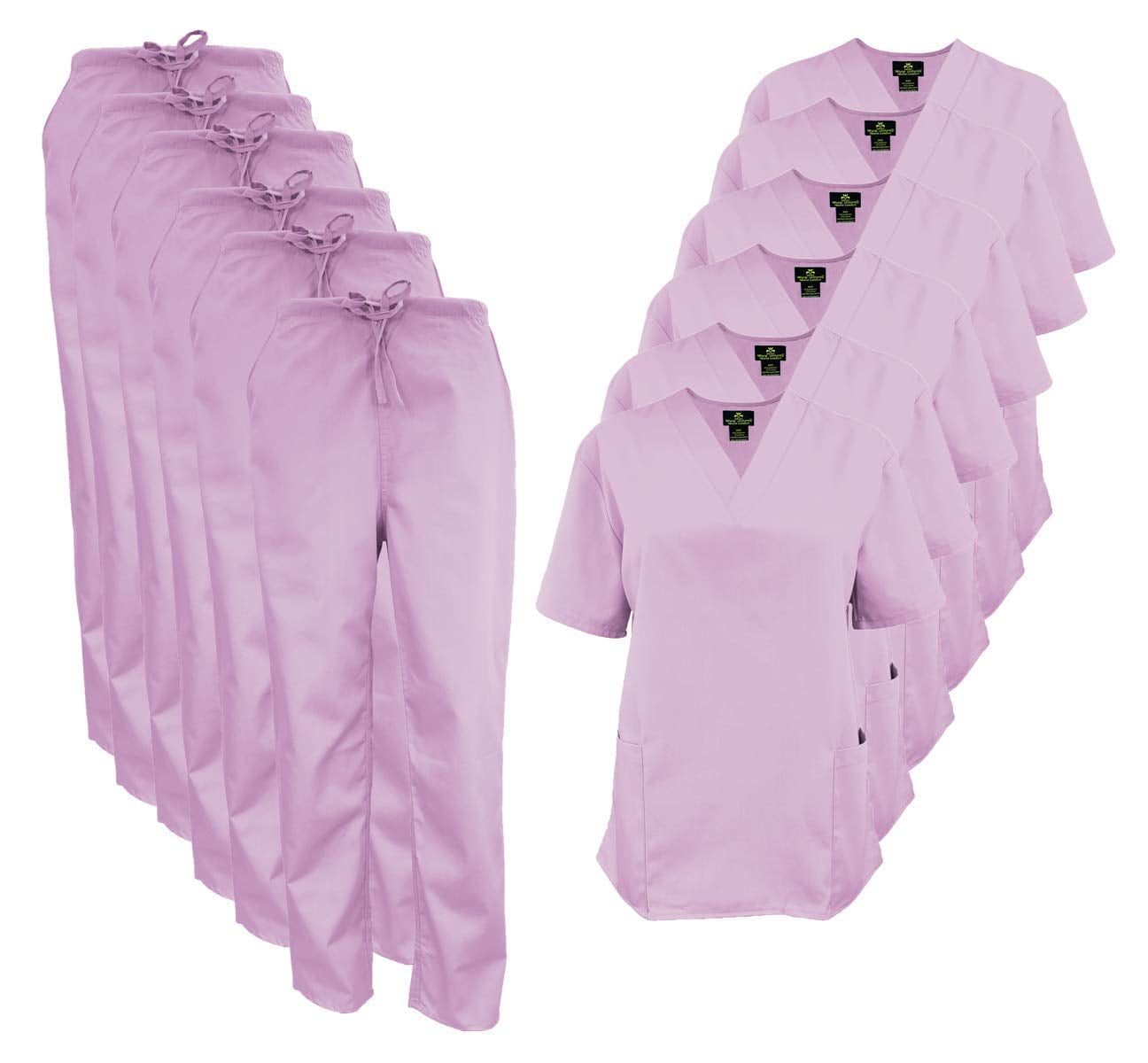 M&M SCRUBS Women Scrub Set V-Neck Medical Scrub Tops and Drawstring ...