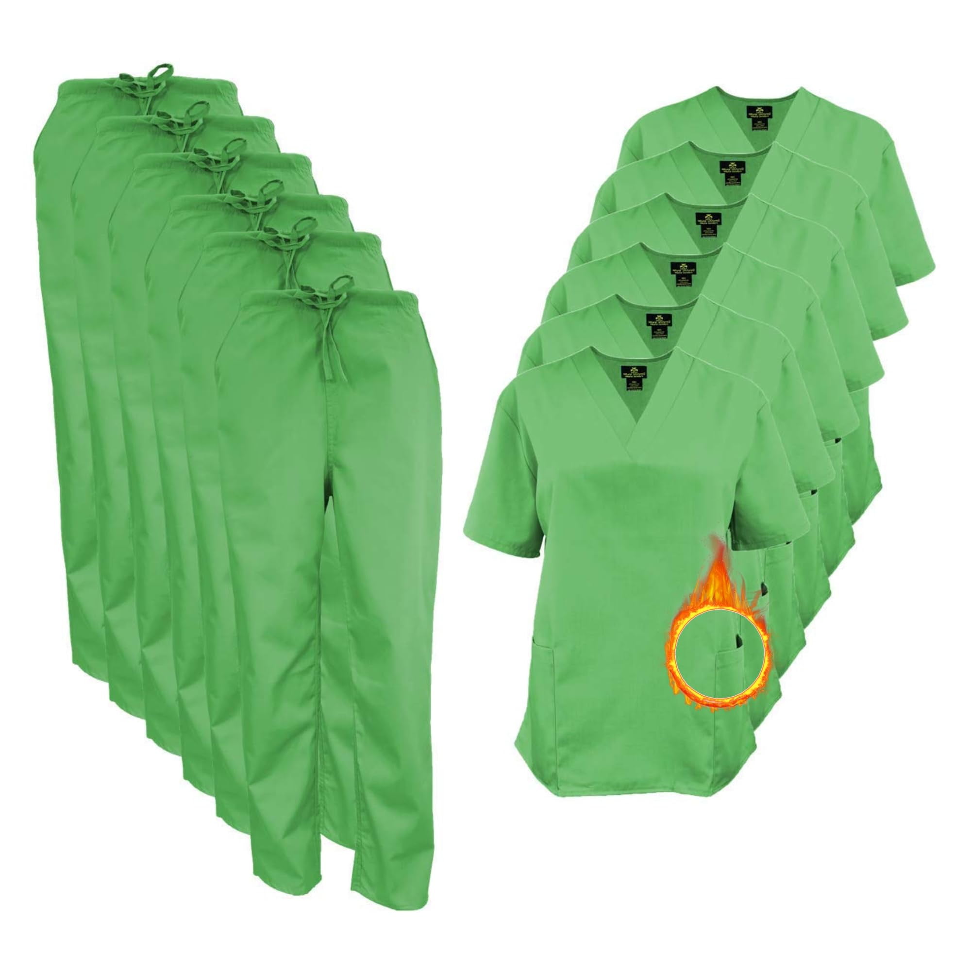 M&M SCRUBS Women Scrub Set V-Neck Medical Scrub Tops and Drawstring ...