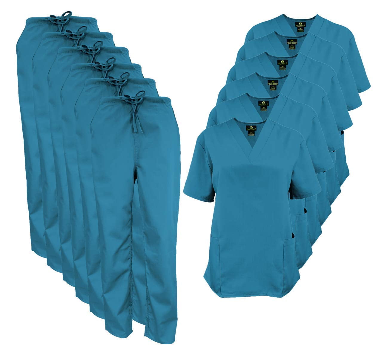 M&M SCRUBS Women Scrub Set V-Neck Medical Scrub Tops and Drawstring ...