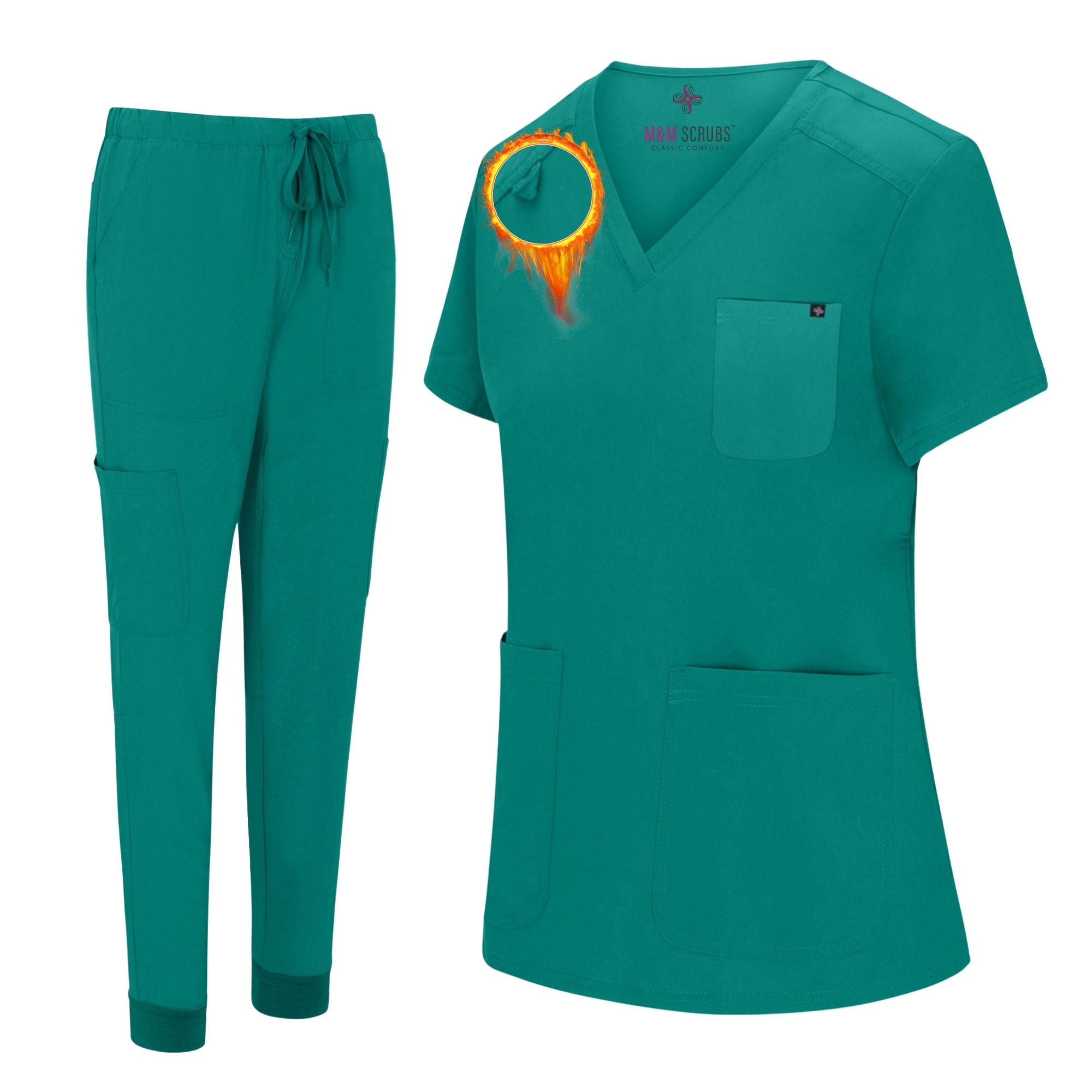 M&M SCRUBS Women's Essential Jogger Scrub Set Nursing Uniform 10 ...