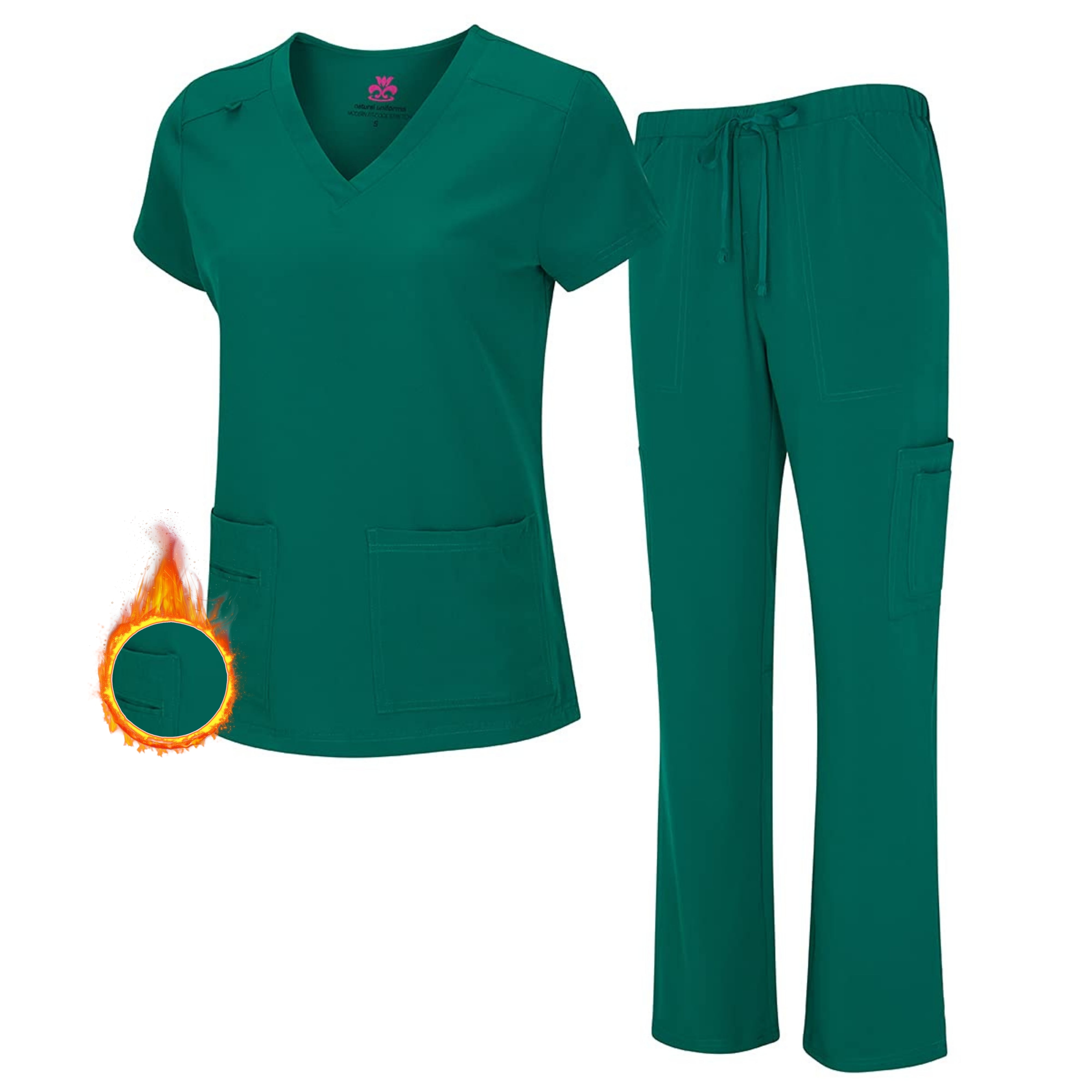M&M SCRUBS Women's PETITE Scrub Set Breathable Cool Stretch Fabric ...
