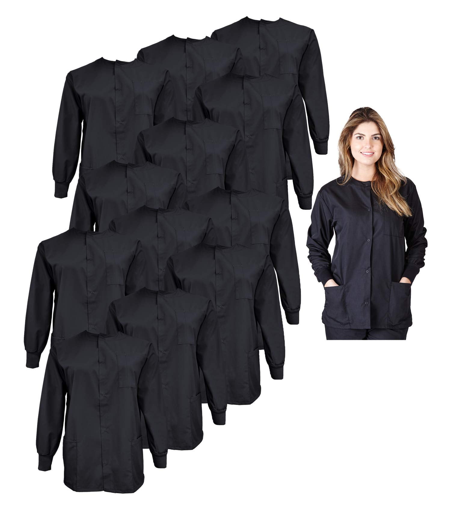 M&M SCRUBS Women's Scrub Jacket Warm Up Lightweight Medical Scrub ...